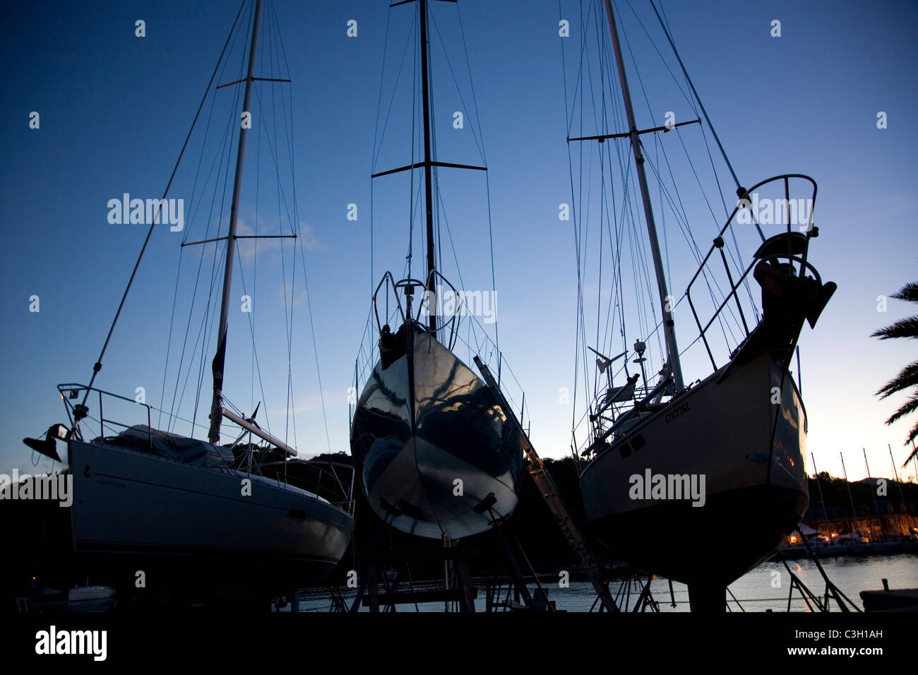 Raised Yachts at English Harbour Dockyard Stock Photo - Alamy