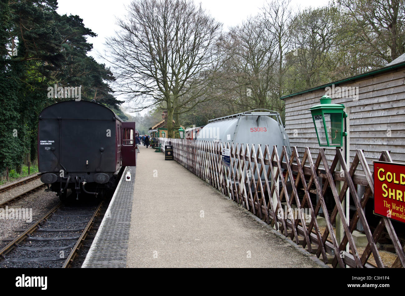 Train waiting at Holt Station on the North Norfolk Railway, Norfolk ...