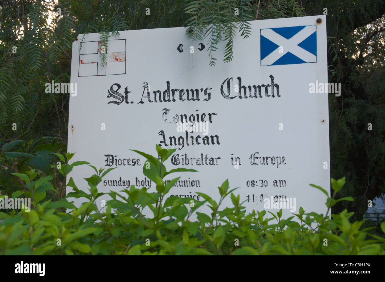 St Andrew's Anglican church sign Tangier Morocco northern Africa Stock ...
