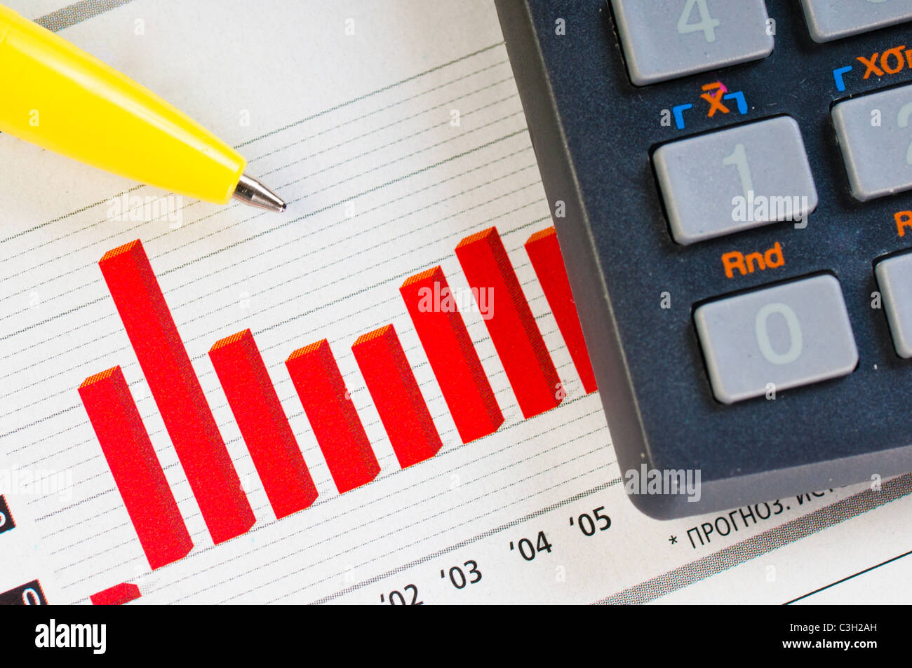 Business concept: calculator, pen and diagram Stock Photo - Alamy