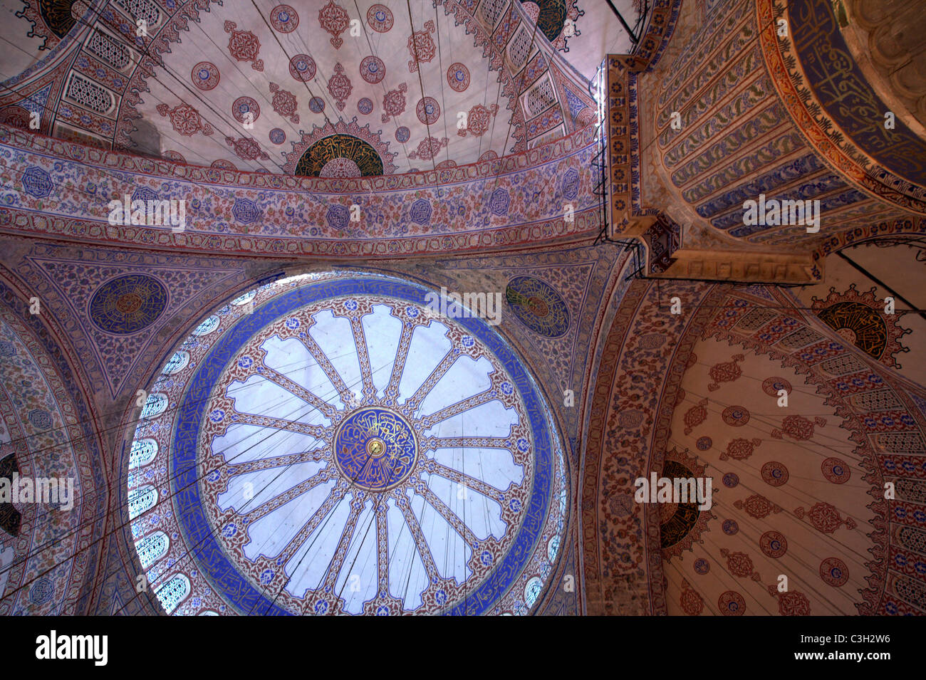 view of the ceiling inside the blue mosque, Istanbul Stock Photo - Alamy