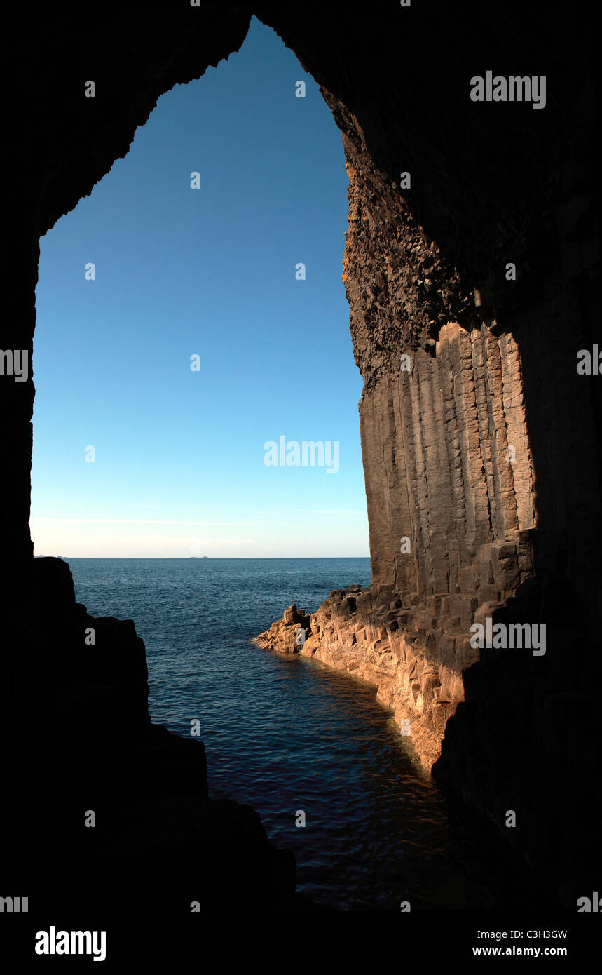 View of the Atlantic Ocean through the opening in Fingals Cave on ...