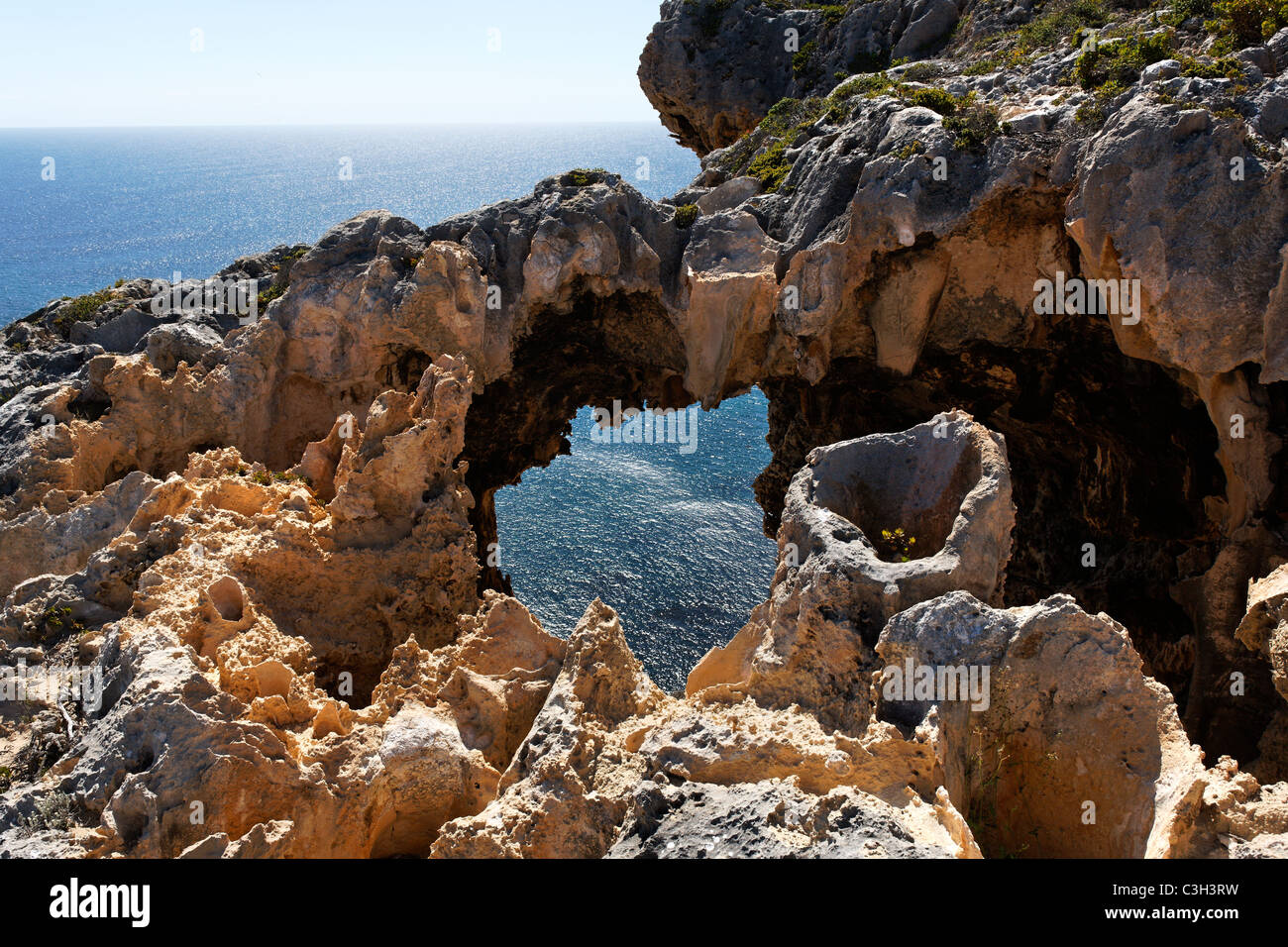 Natural limestone bridge formation , D'Entrecasteaux National Park ...