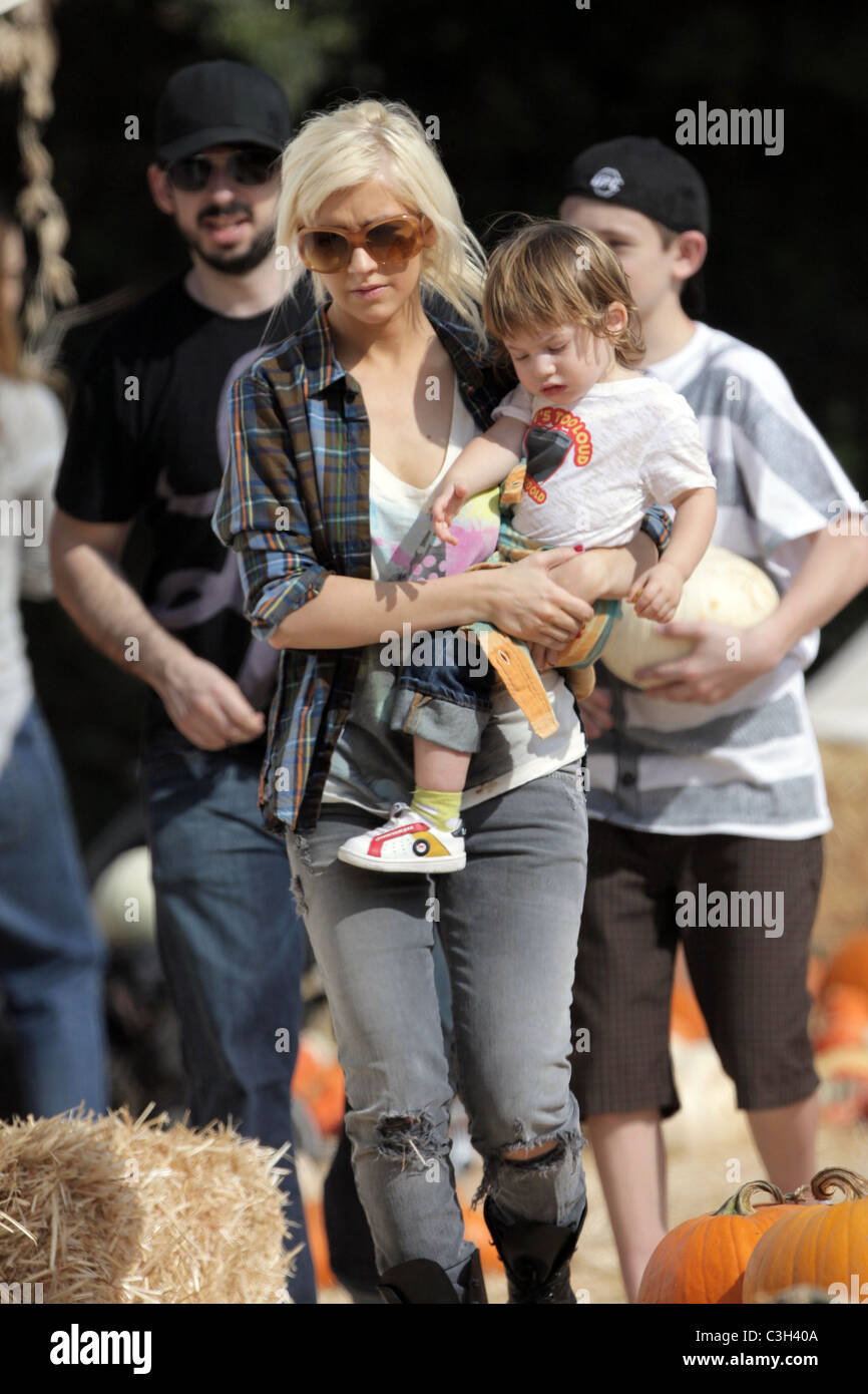 Singer Christina Aguilera takes her son Max to Mr Bones Pumpkin Patch to pick out a pumpkin for ...