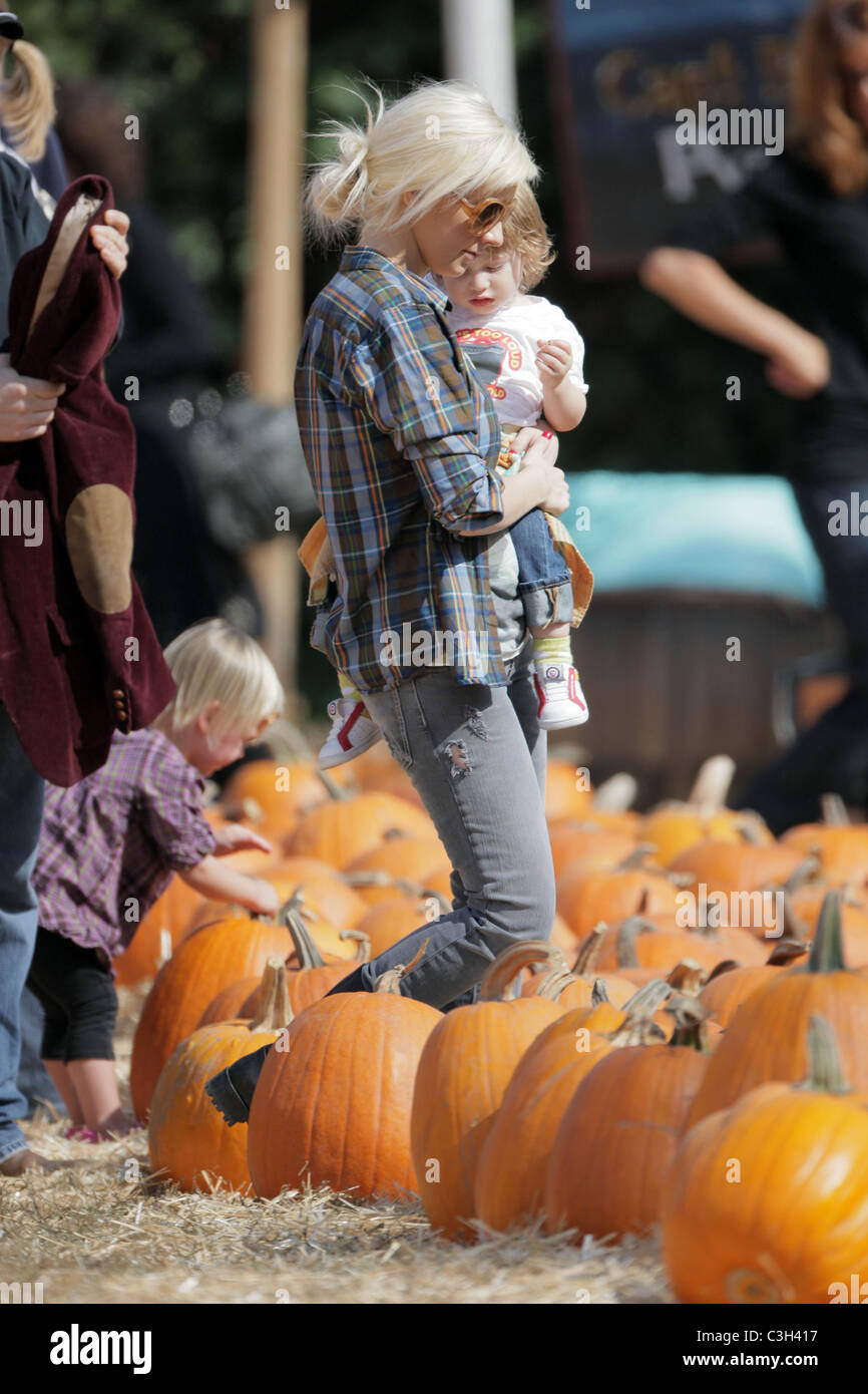 Singer Christina Aguilera takes her son Max to Mr Bones Pumpkin Patch to pick out a pumpkin for ...