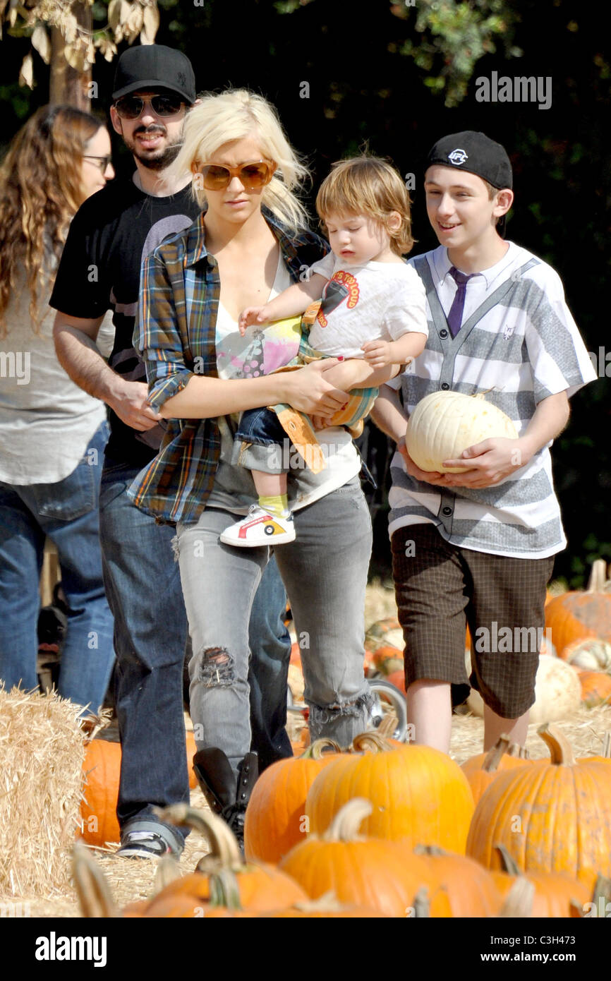 Jordan Bratman, Christina Aguilera and son Max visits Mr. Bones Pumpkin Patch in West Hollywood ...