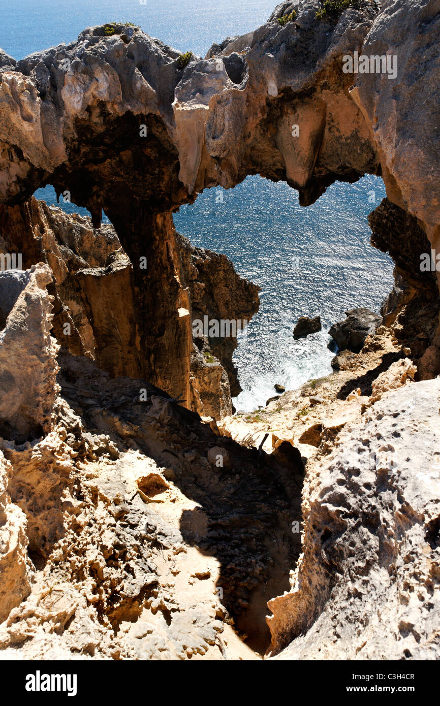 Natural limestone bridge formation , D'Entrecasteaux National Park ...