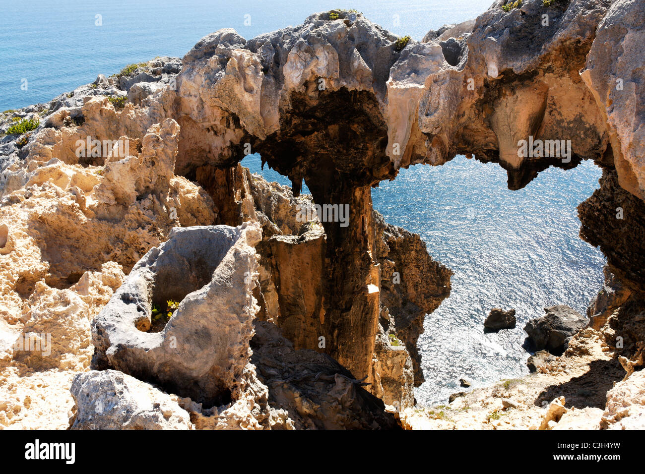 Natural limestone bridge formation , D'Entrecasteaux National Park ...