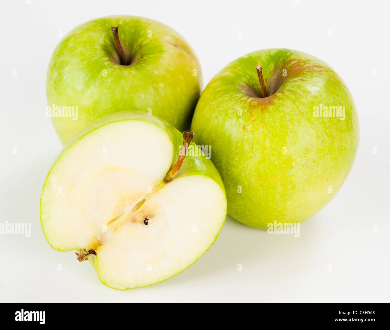 two apples and half of apple Isolated on a white background Stock Photo ...