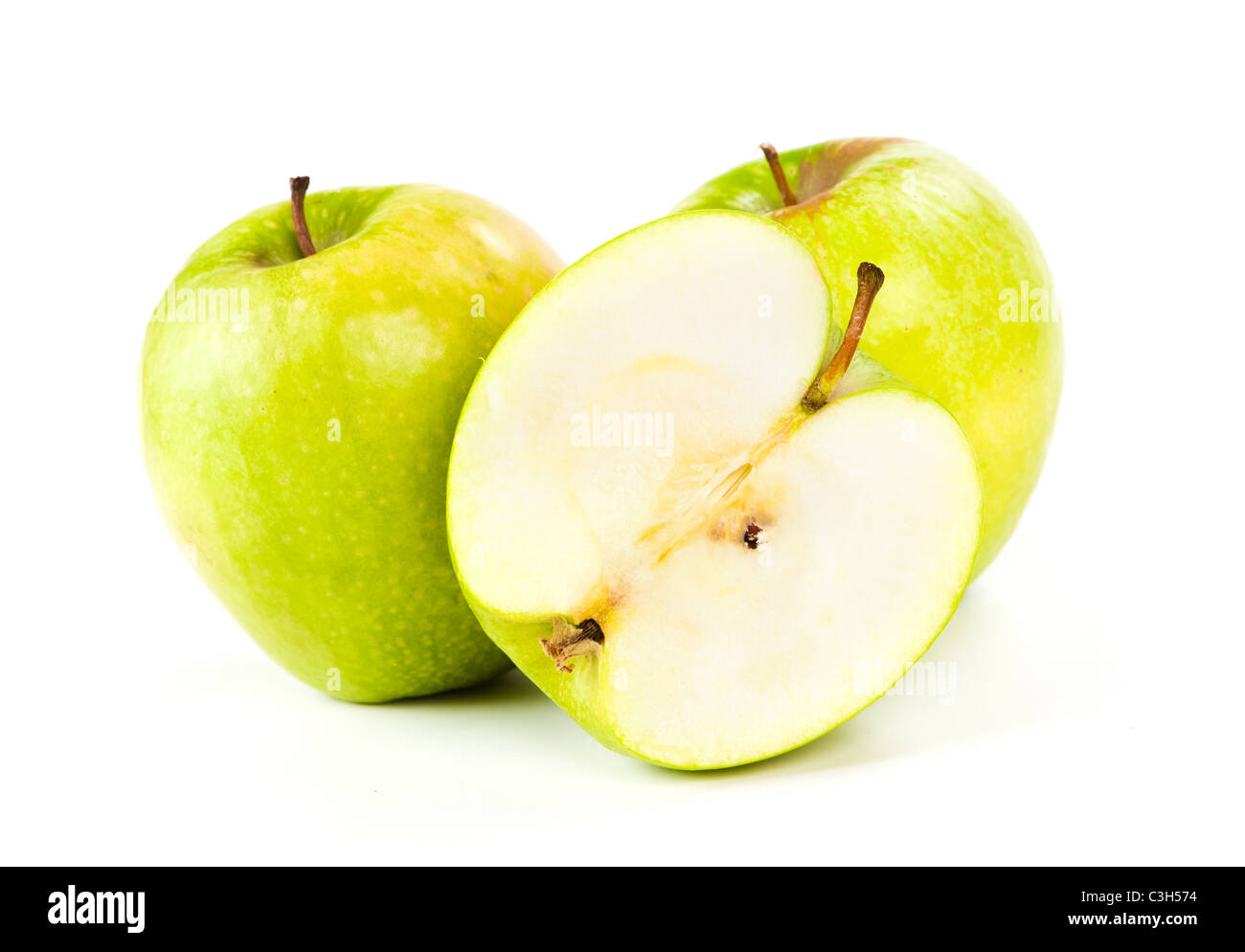 two apples and half of apple Isolated on a white background Stock Photo ...