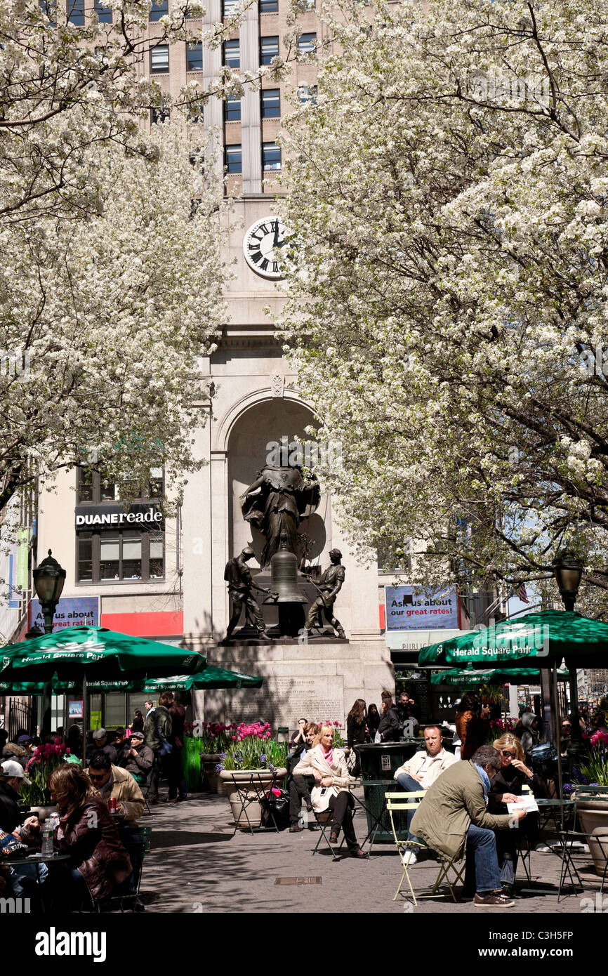 The James Gordon Bennett Monument, Herald Square Park, NYC Stock Photo ...