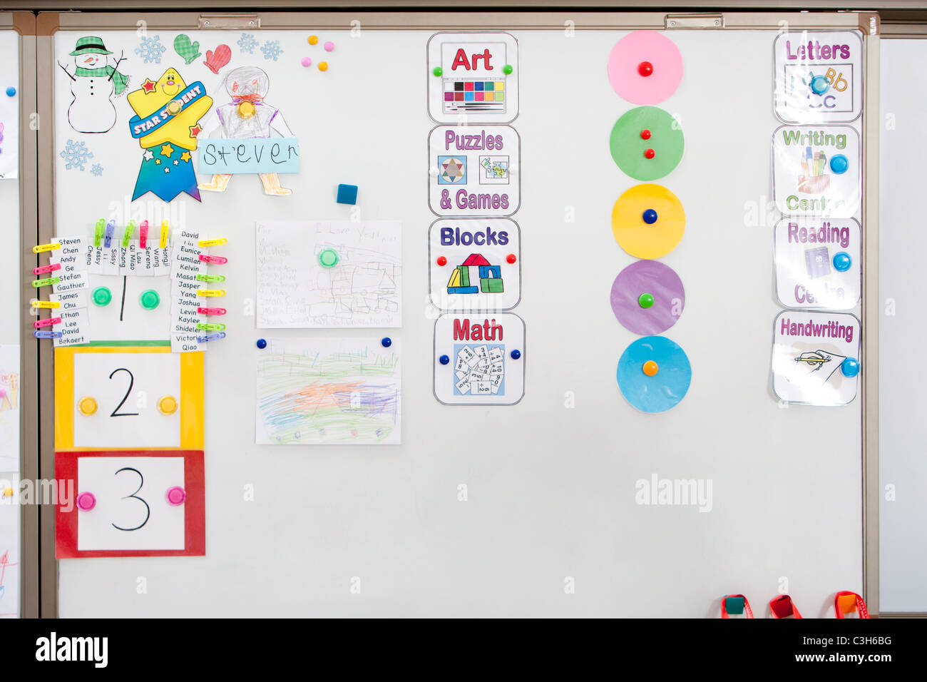 Whiteboard at an elementary classroom Stock Photo - Alamy