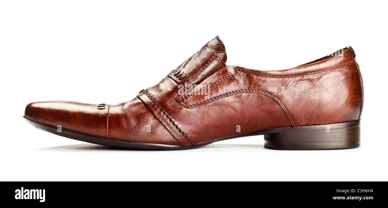 single brown shoe isolated on white background Stock Photo - Alamy