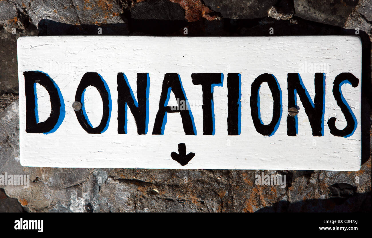 Donations sign Stock Photo - Alamy