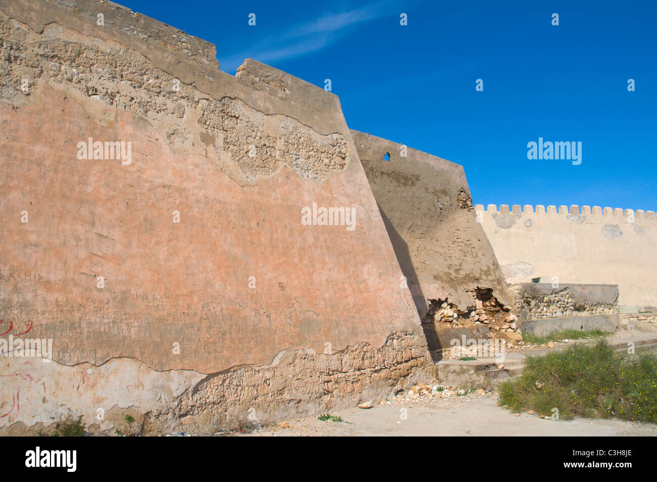 Protective walls of Kasbah the fortress in ruins Agadir the Souss ...
