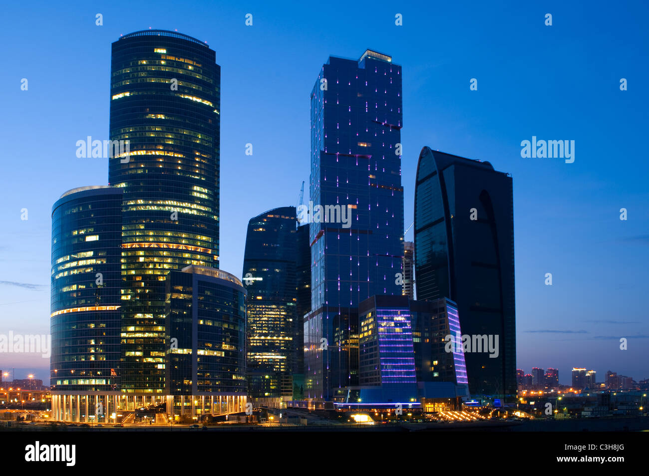 Russia City Modern skyscrapers in Moscow at sunset Stock Photo - Alamy
