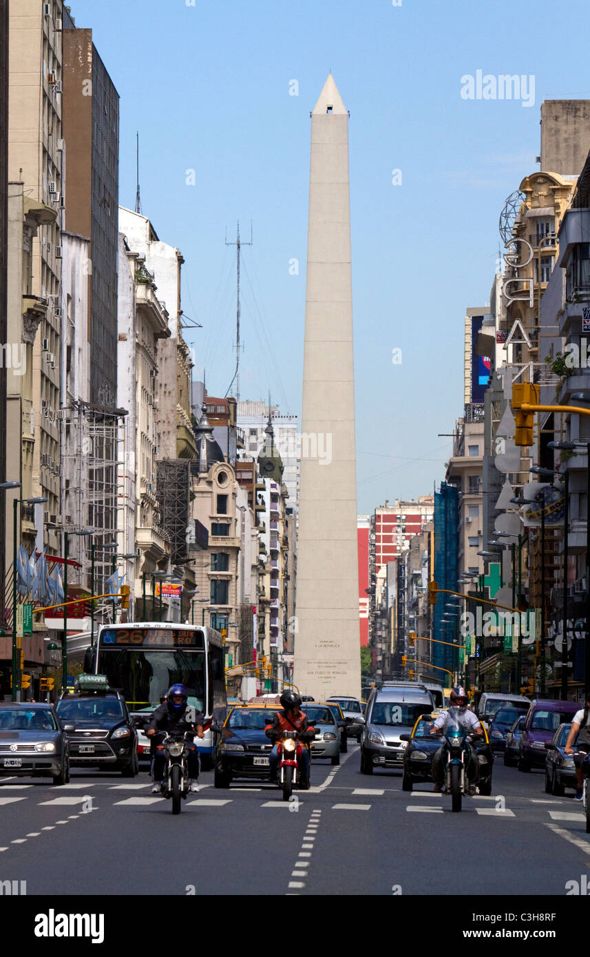 Avenida Corrientes and the Obelisk of Buenos Aires, Argentina Stock ...