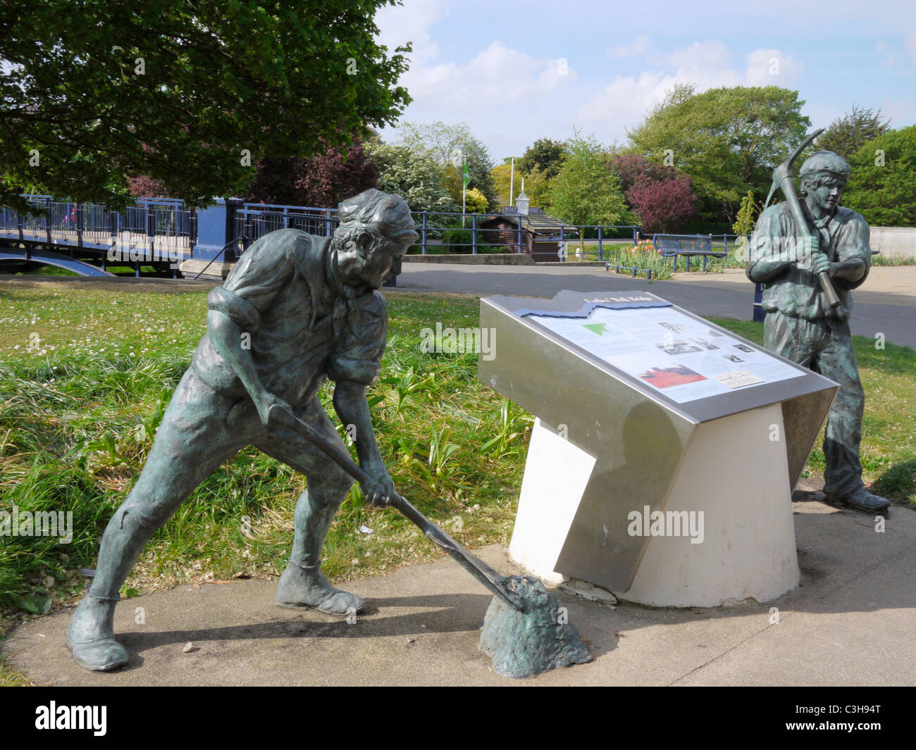 Bronze statues of 19th century navvies who built the Royal Military ...