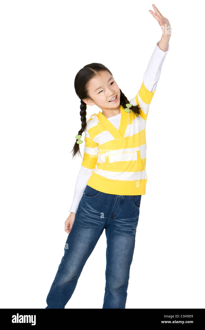 Young girl reaching out her hand Stock Photo - Alamy