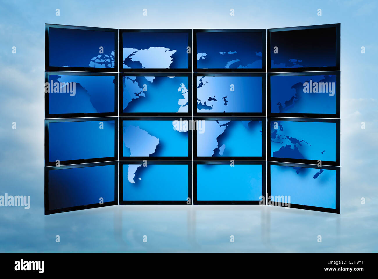 World map on monitors Stock Photo - Alamy