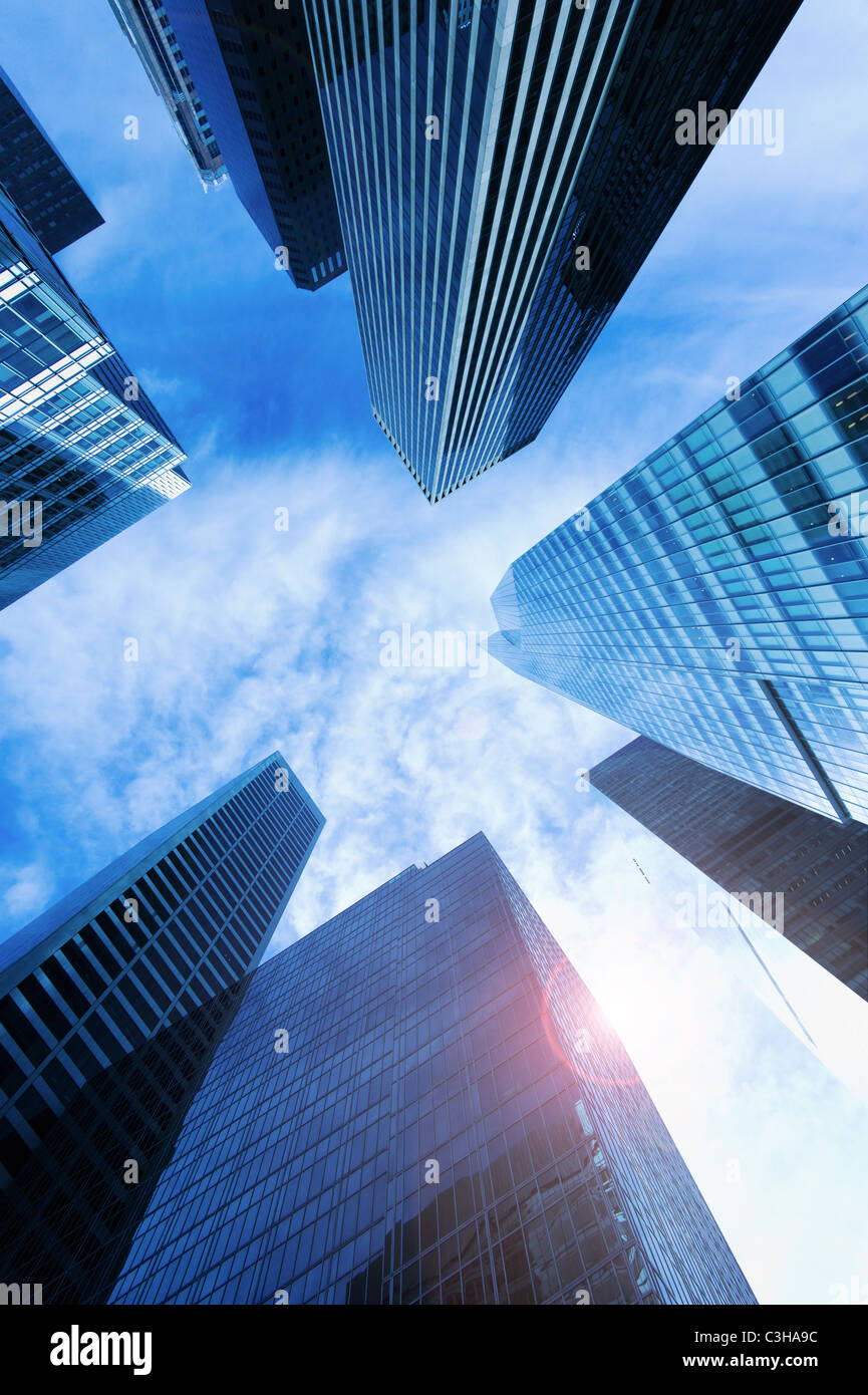 Upward view of modern office buildings Stock Photo - Alamy