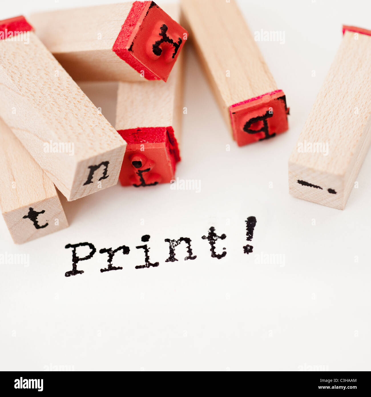 Close up of print and letterpress blocks Stock Photo - Alamy