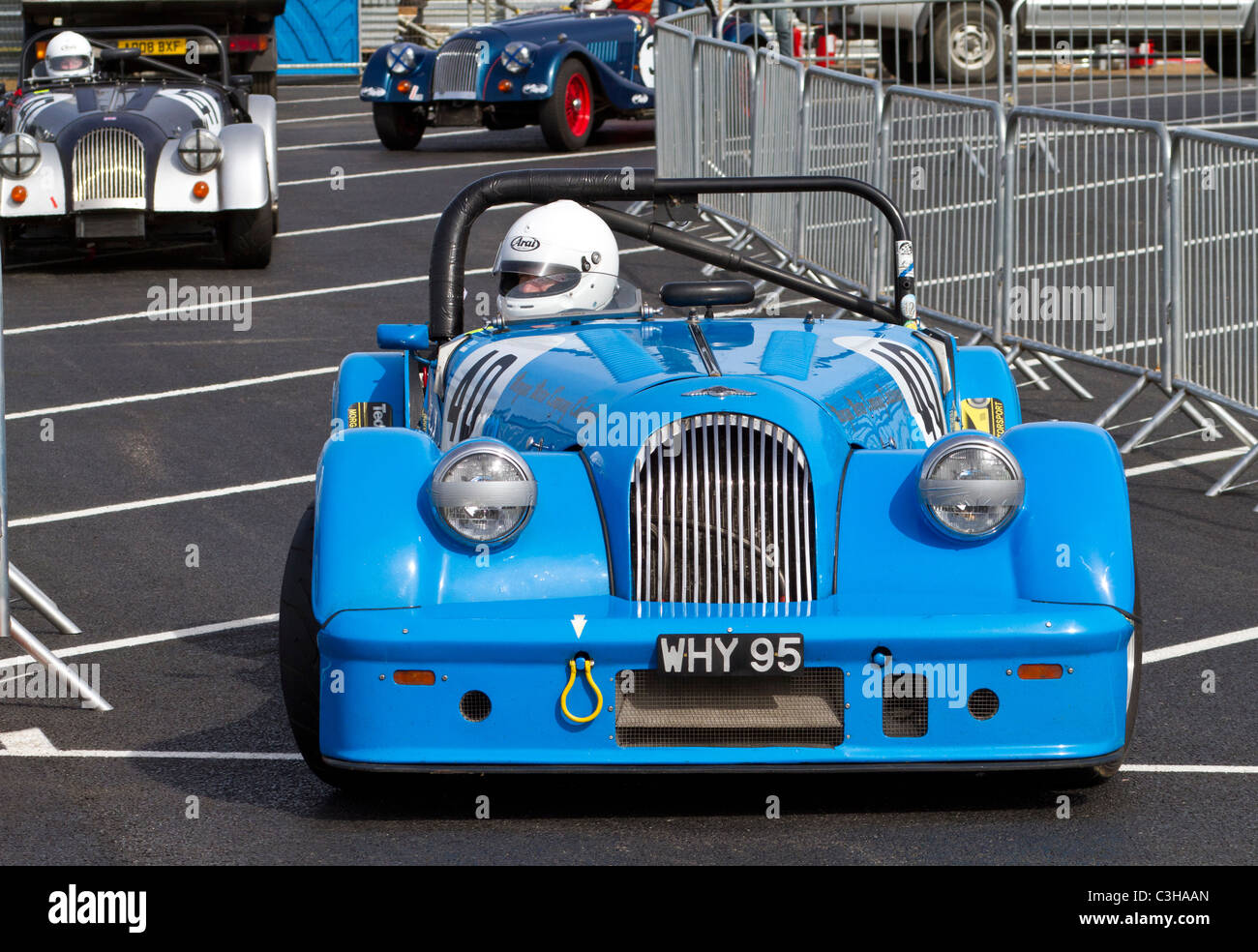 1985 Morgan Plus 8 with driver Robin Pearce in the paddock at the CSCC ...