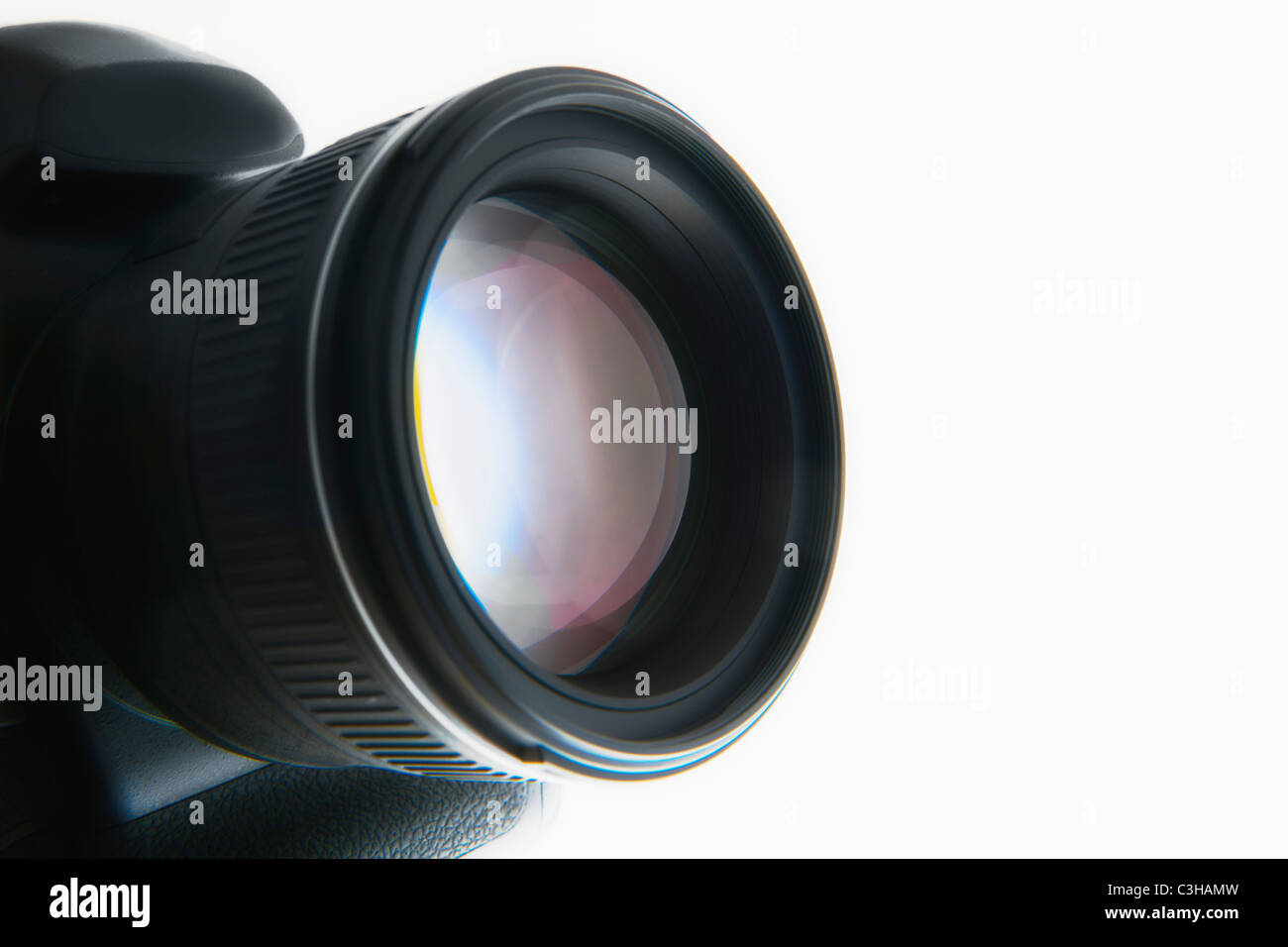 Close up of camera lens on white background Stock Photo - Alamy