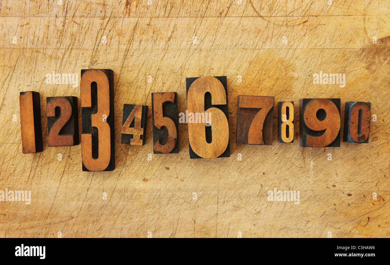 Close up of numbers on letterpress Stock Photo - Alamy