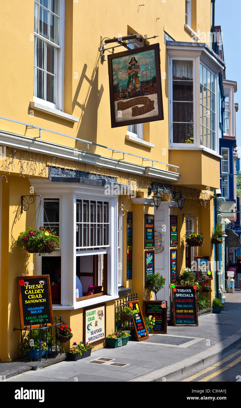 Pubs and restaurants, Tenby, Pembrokeshire West Wales UK Stock Photo ...