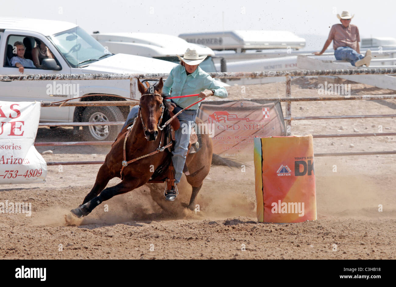 Women's barrel racing competition at he annual Socorro, New Mexico ...