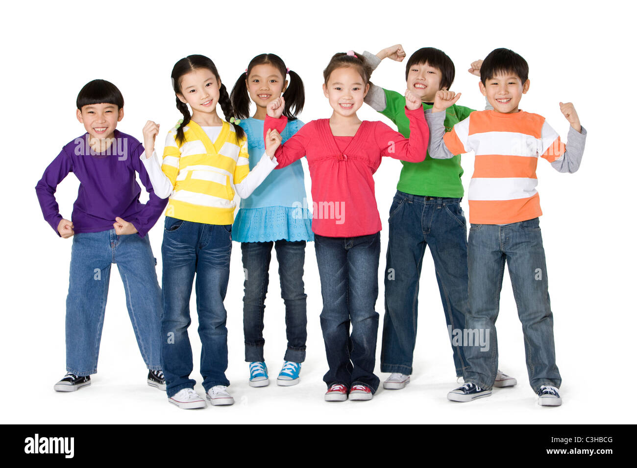 A group of friends flexing their muscles together Stock Photo - Alamy