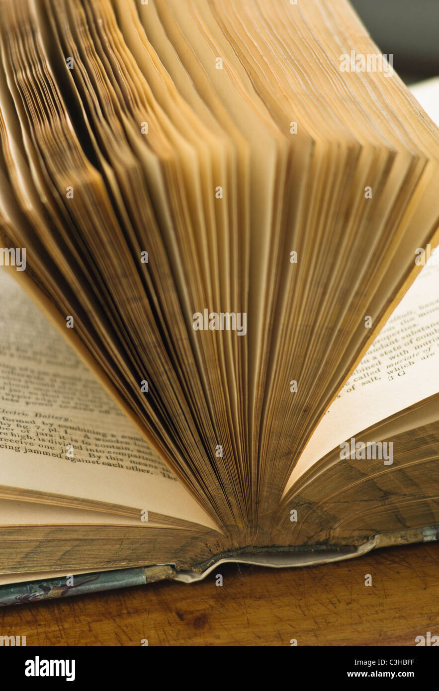Close up of pages in antique open book Stock Photo - Alamy