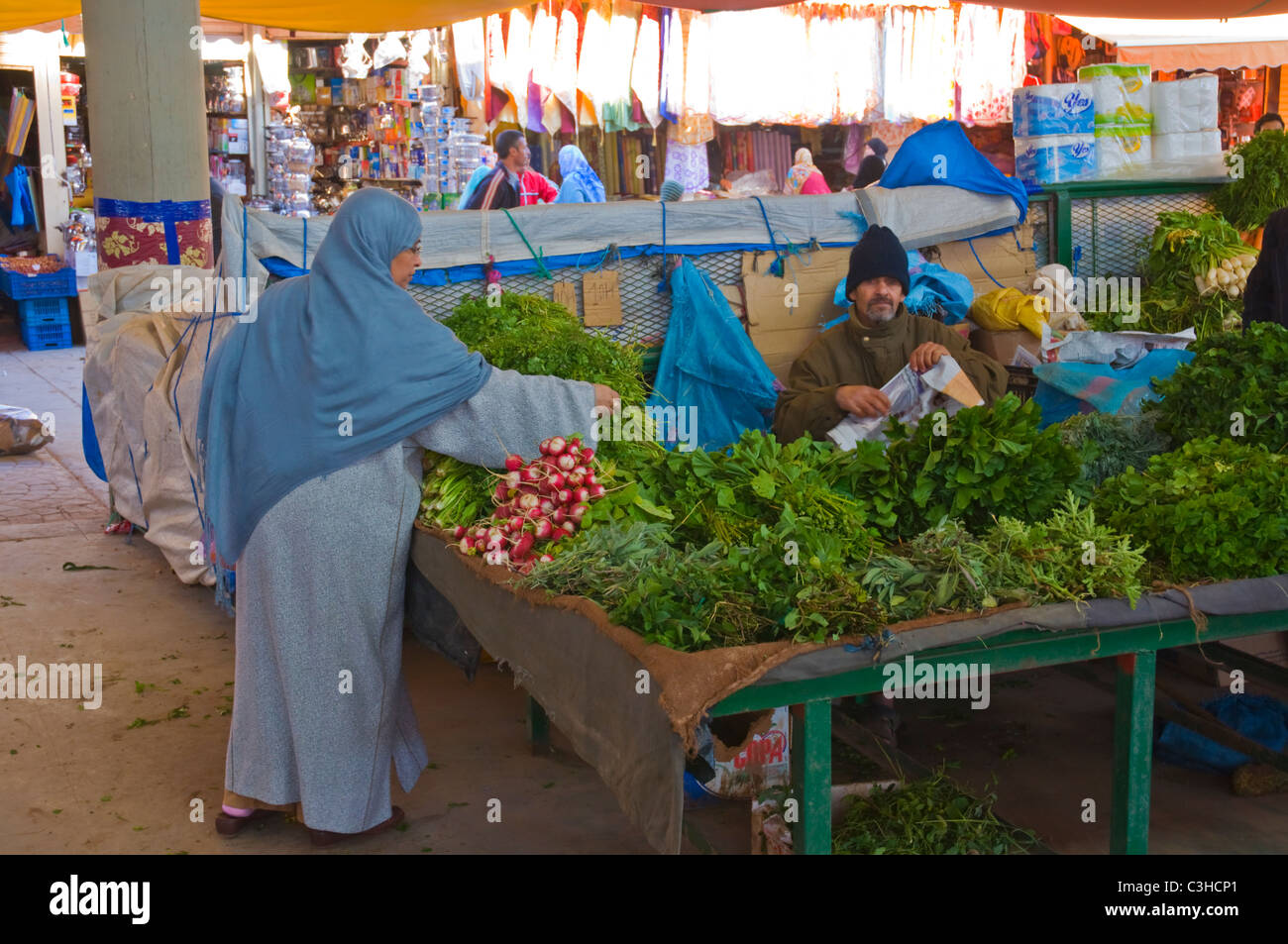 Greengrocer at Souq Al-Had market Agadir the Souss southern Morocco ...