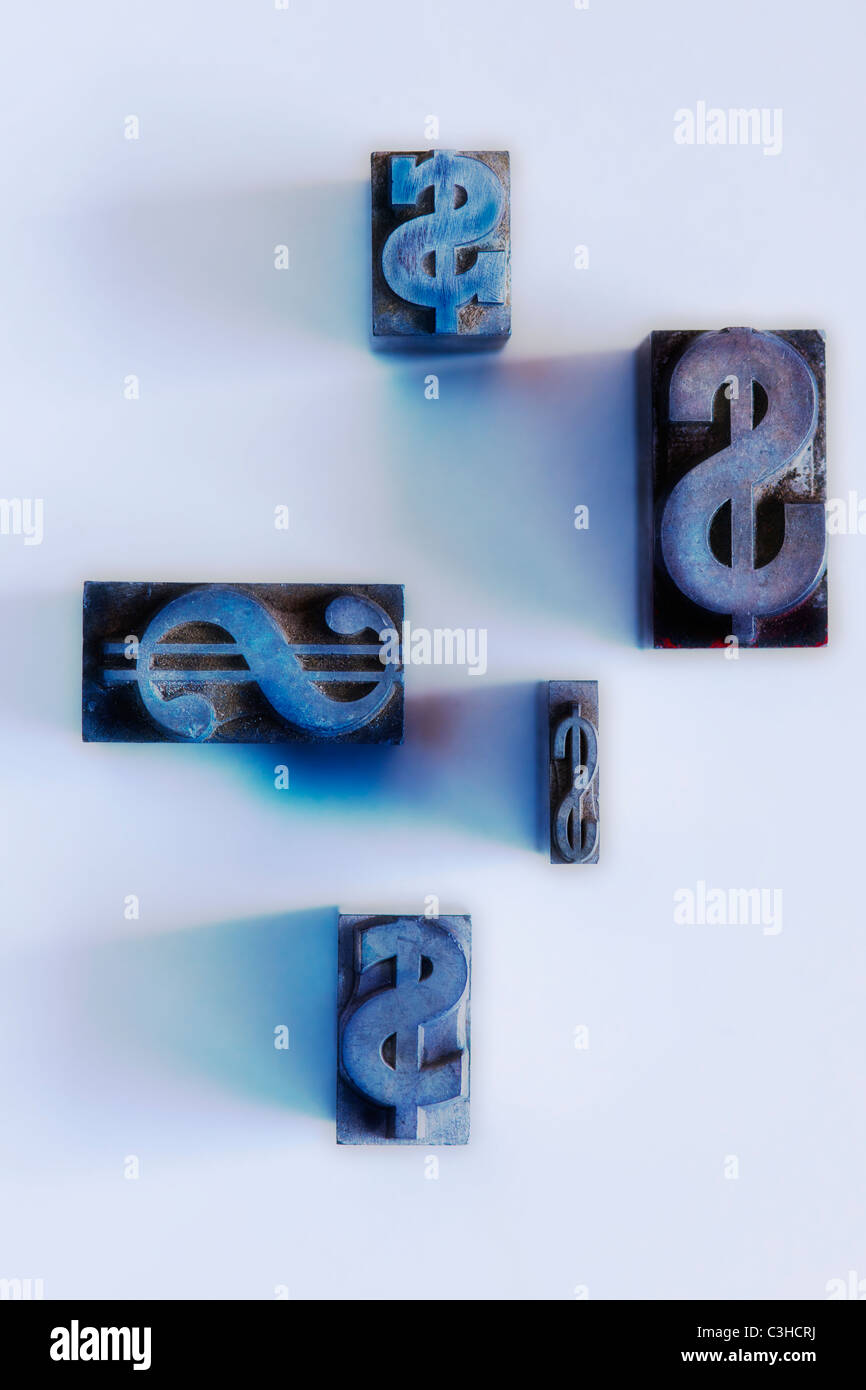 Close up of printing blocks with dollar sign Stock Photo - Alamy
