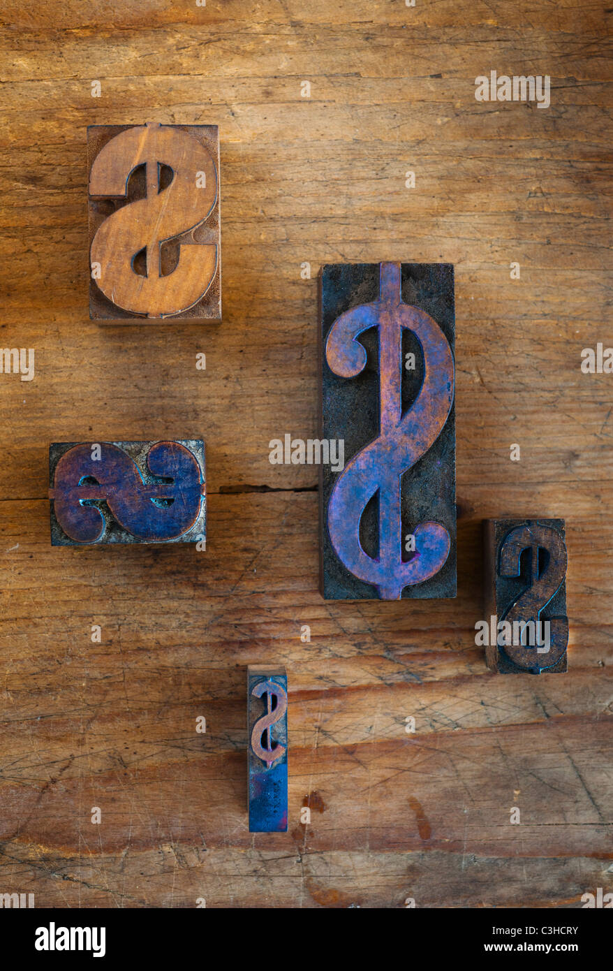 Close up of printing blocks with dollar sign on wood Stock Photo - Alamy