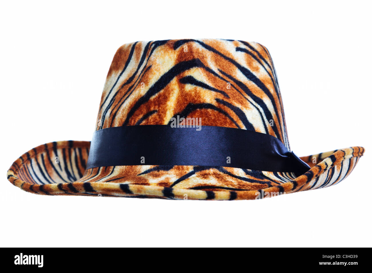 Photo of a tiger skin hat cut out on a white background, add your own ...