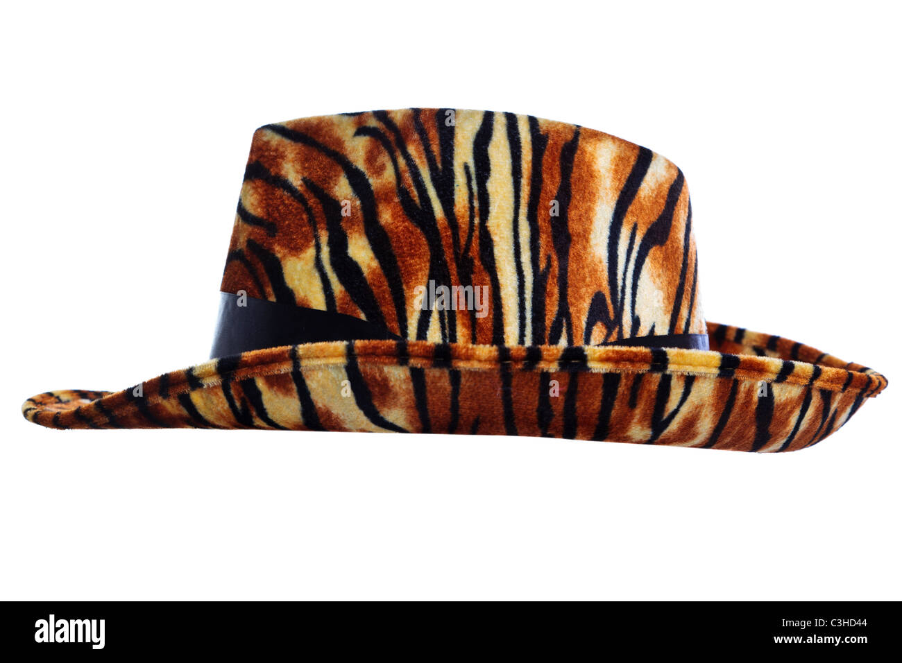 Photo of a tiger skin hat cut out on a white background, add your own ...