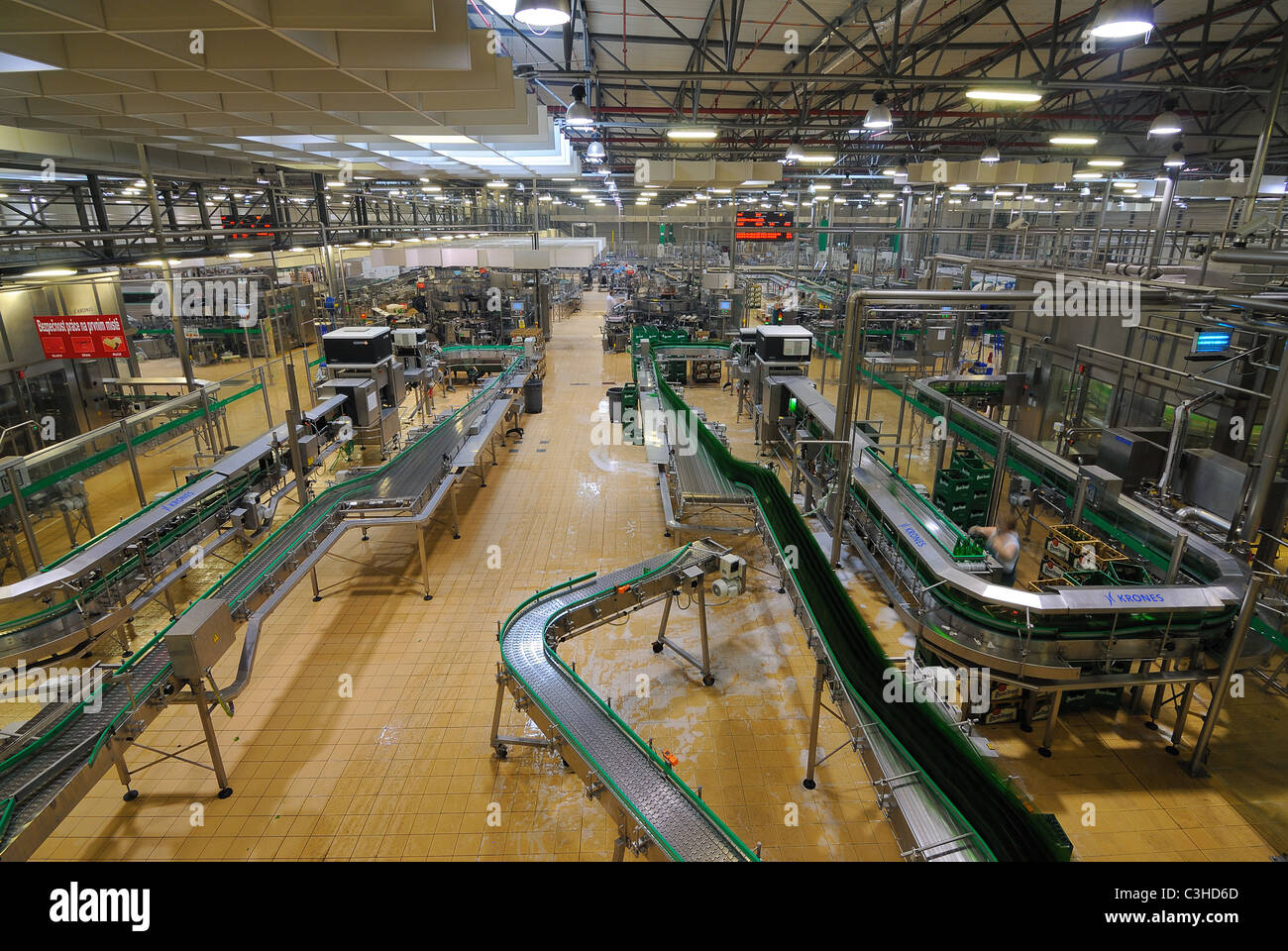 Interior of the PIlsner Urquell Beer bottling plant in Pilsen, Czech ...