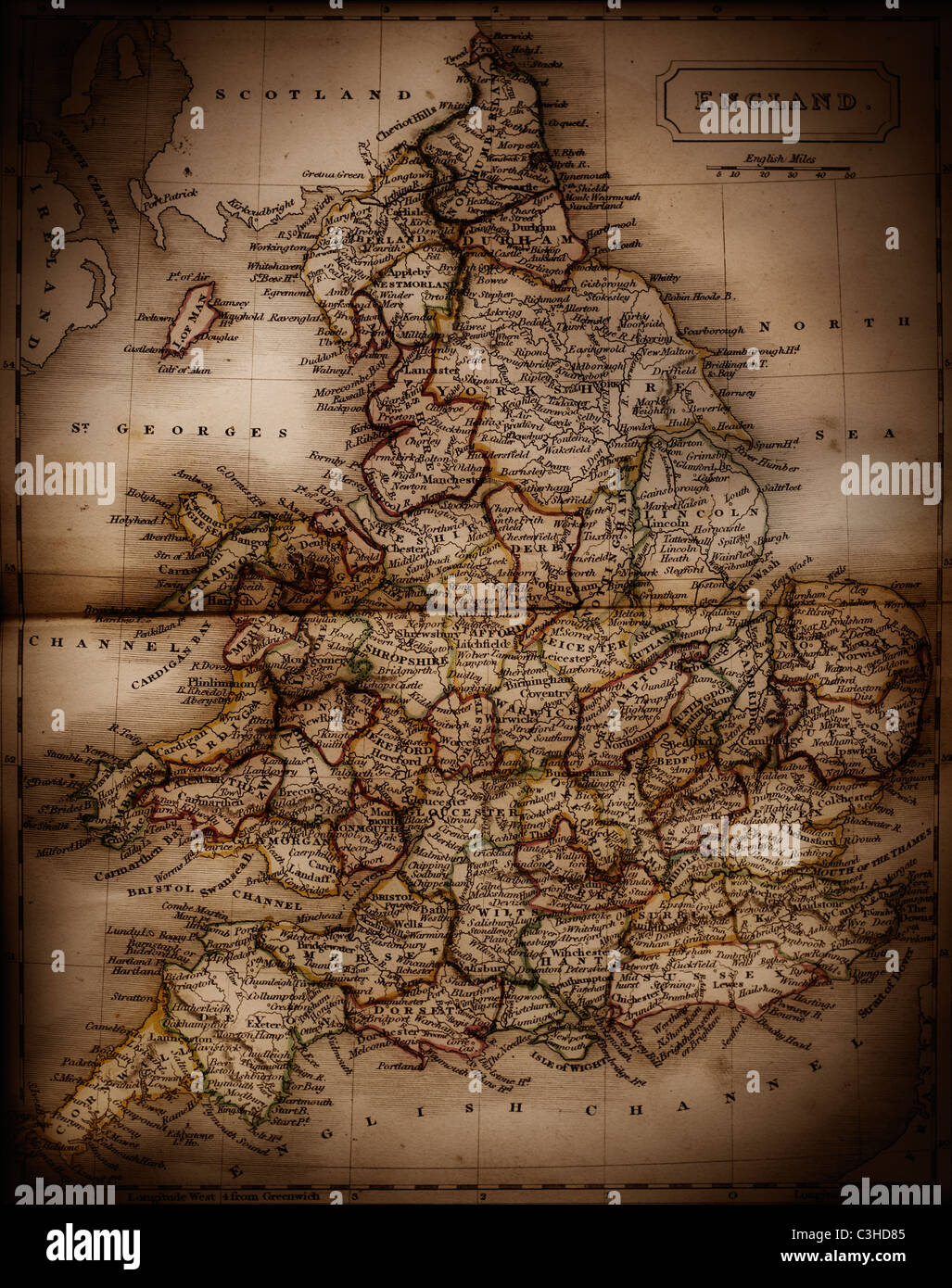 Antique map of england hi-res stock photography and images - Alamy