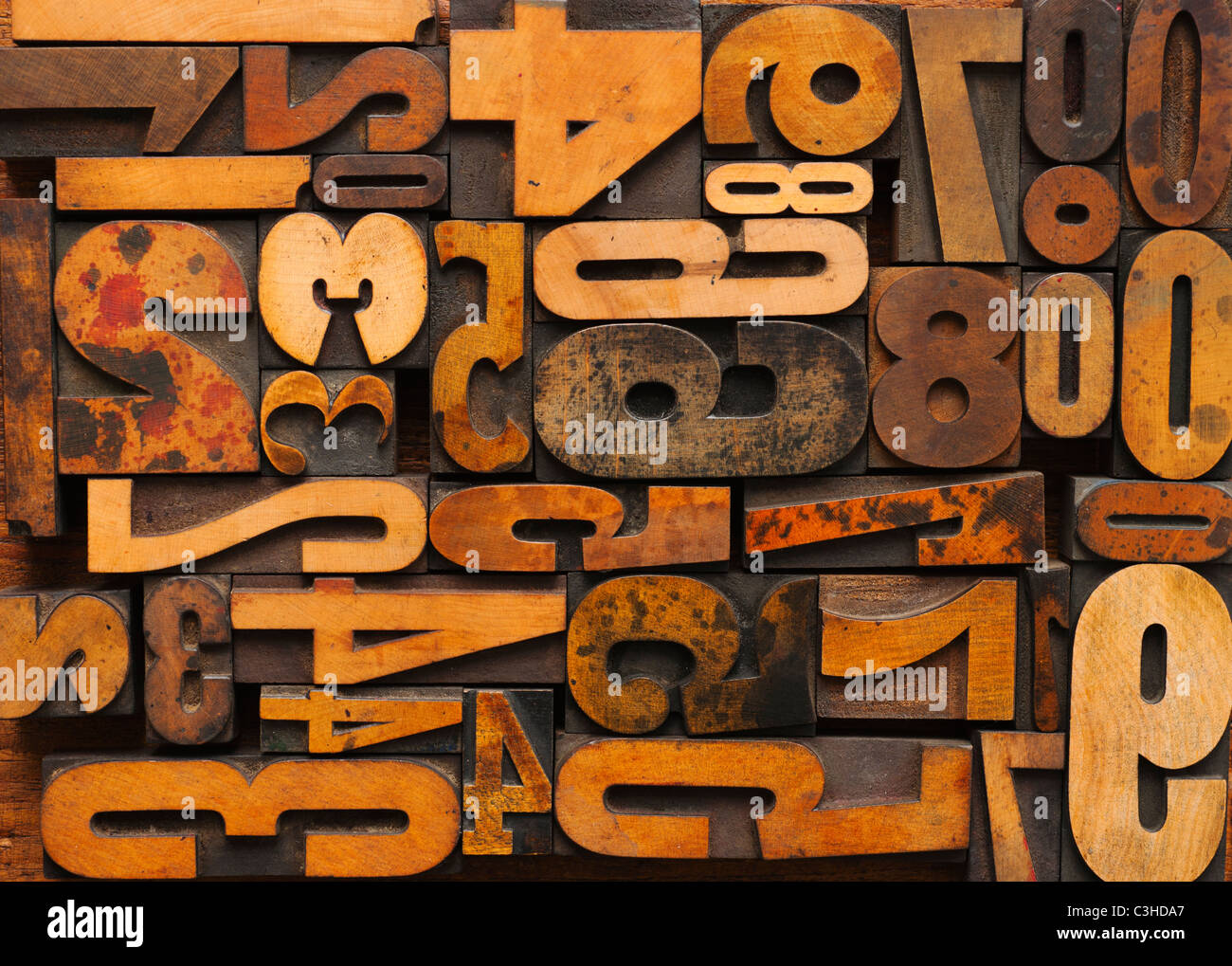 Close up of letterpress with numbers Stock Photo - Alamy