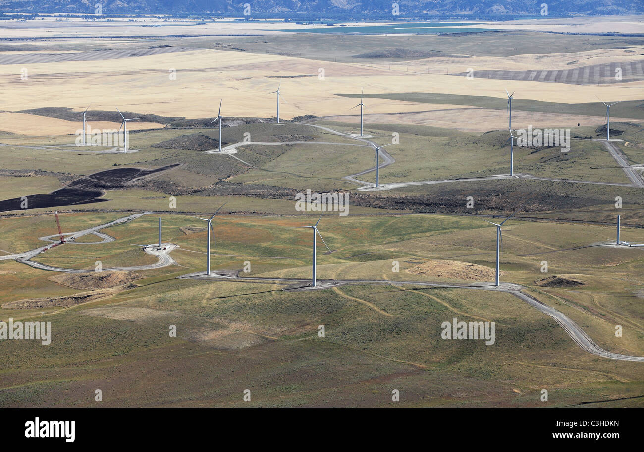 An aerial view of a wind farm under construction Stock Photo - Alamy