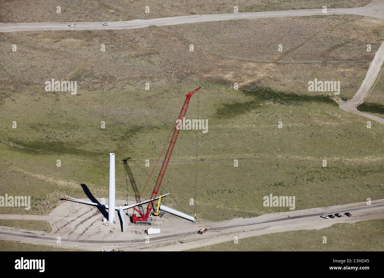 An aerial view of a wind farm under construction Stock Photo - Alamy