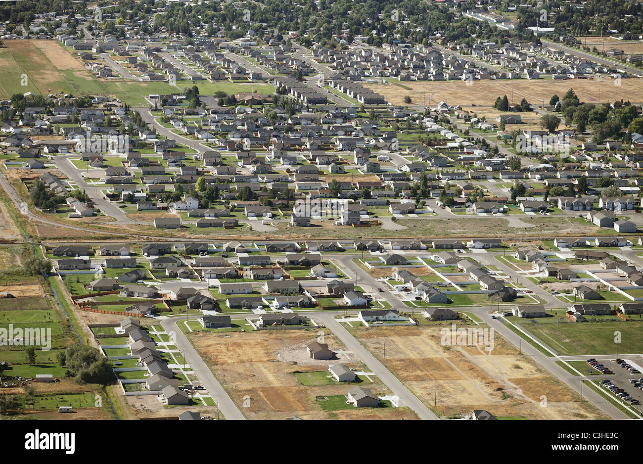 An aerial view of a modern subdivision Stock Photo - Alamy