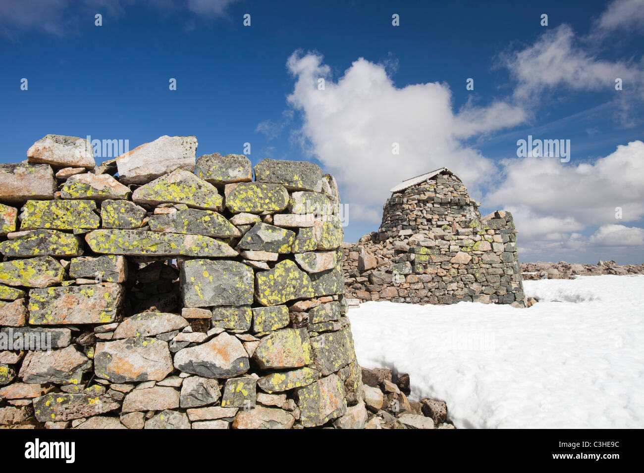 The remains of the Victorian weather observatory and summit shelter on ...