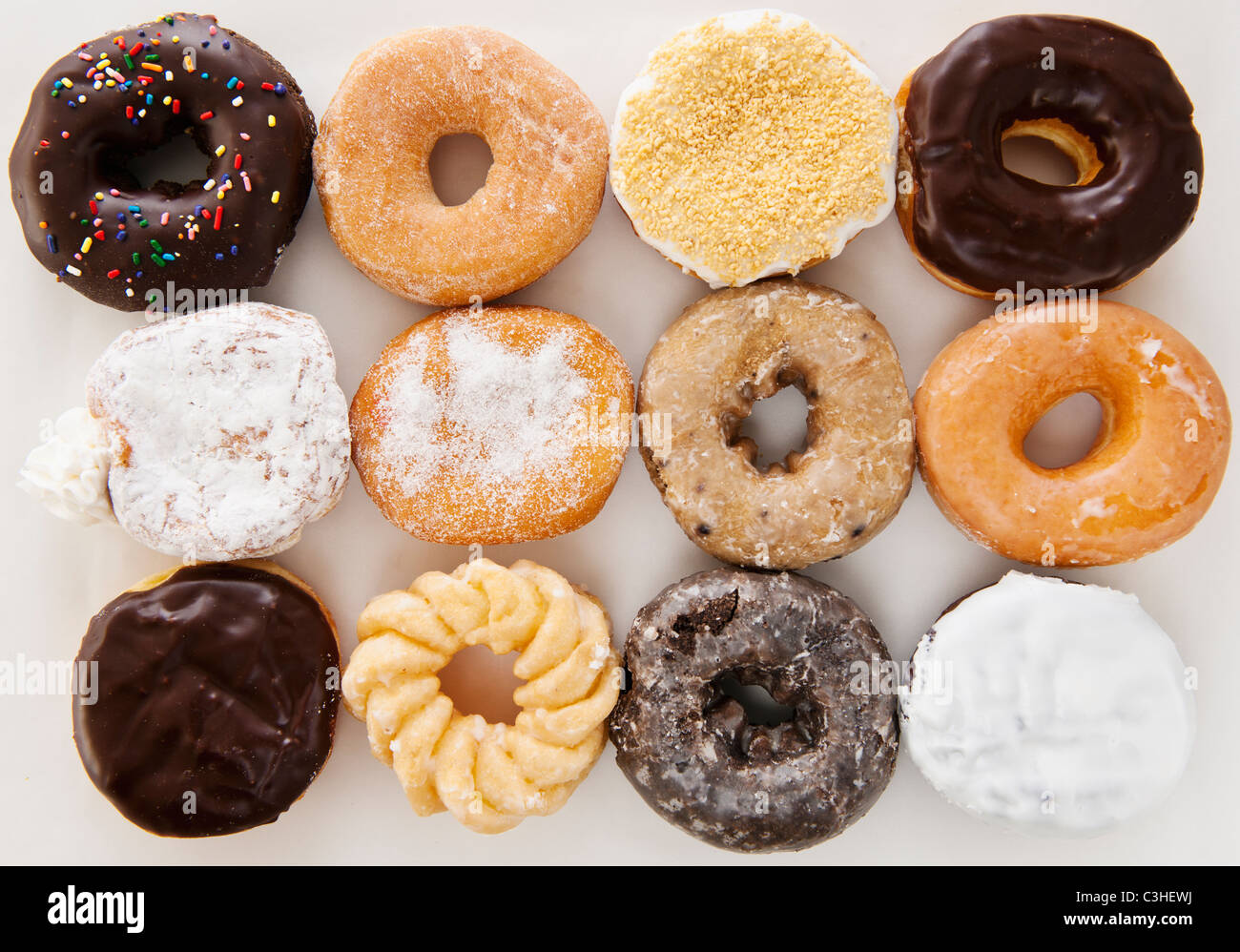 Studio shot of various donuts Stock Photo - Alamy