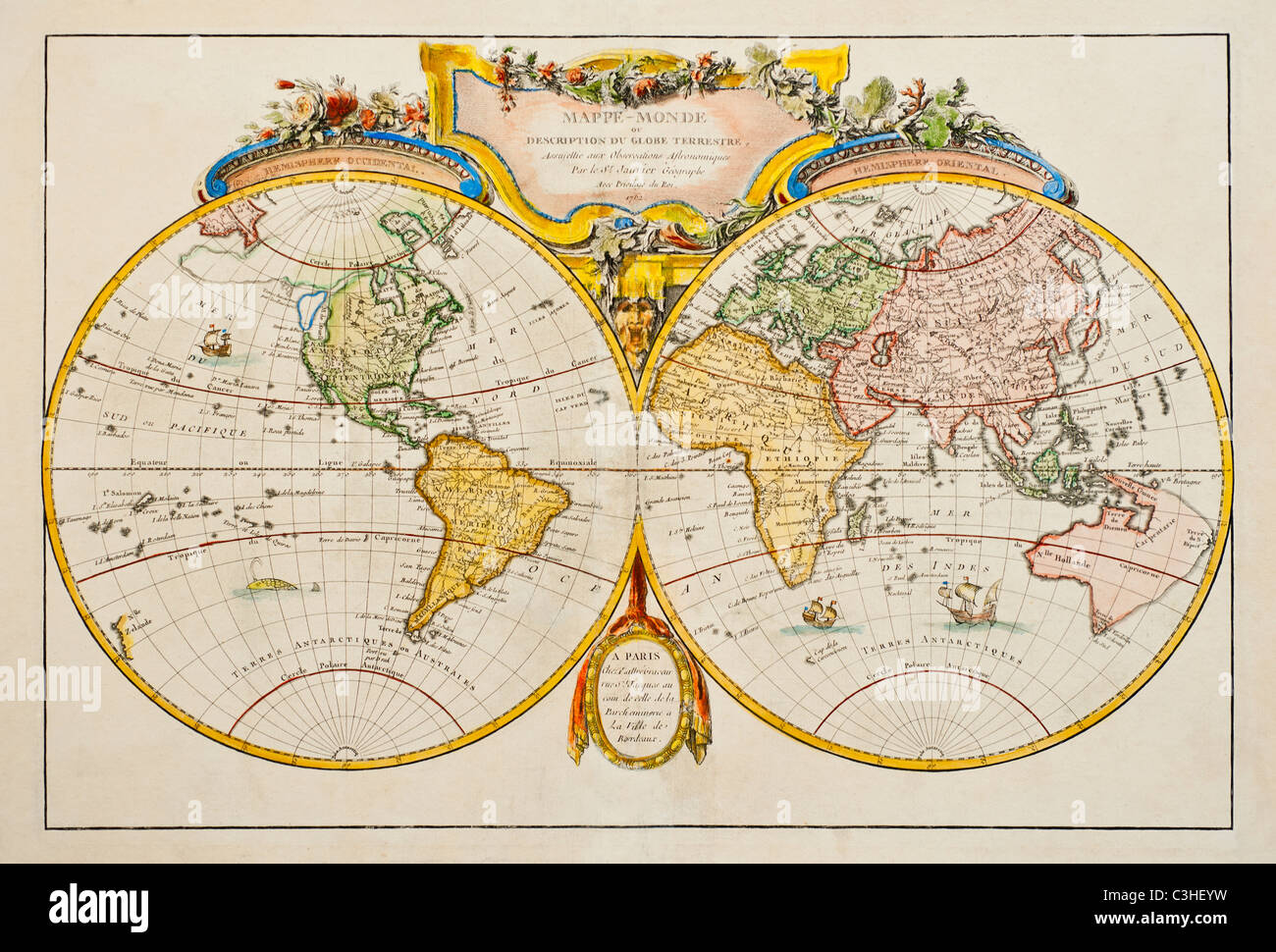 Studio shot of antique world map Stock Photo - Alamy