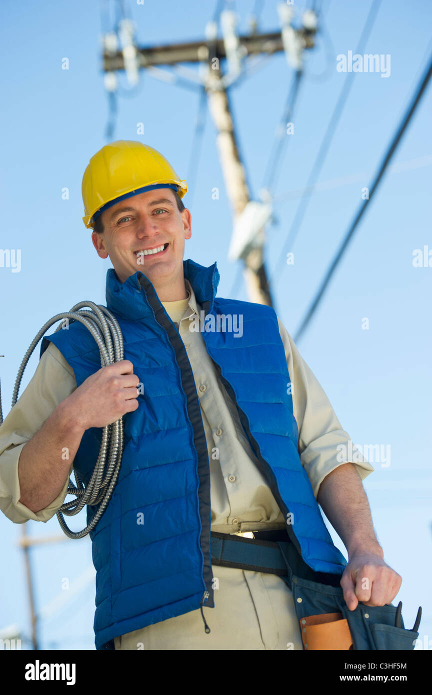 Electrician at work Stock Photo - Alamy