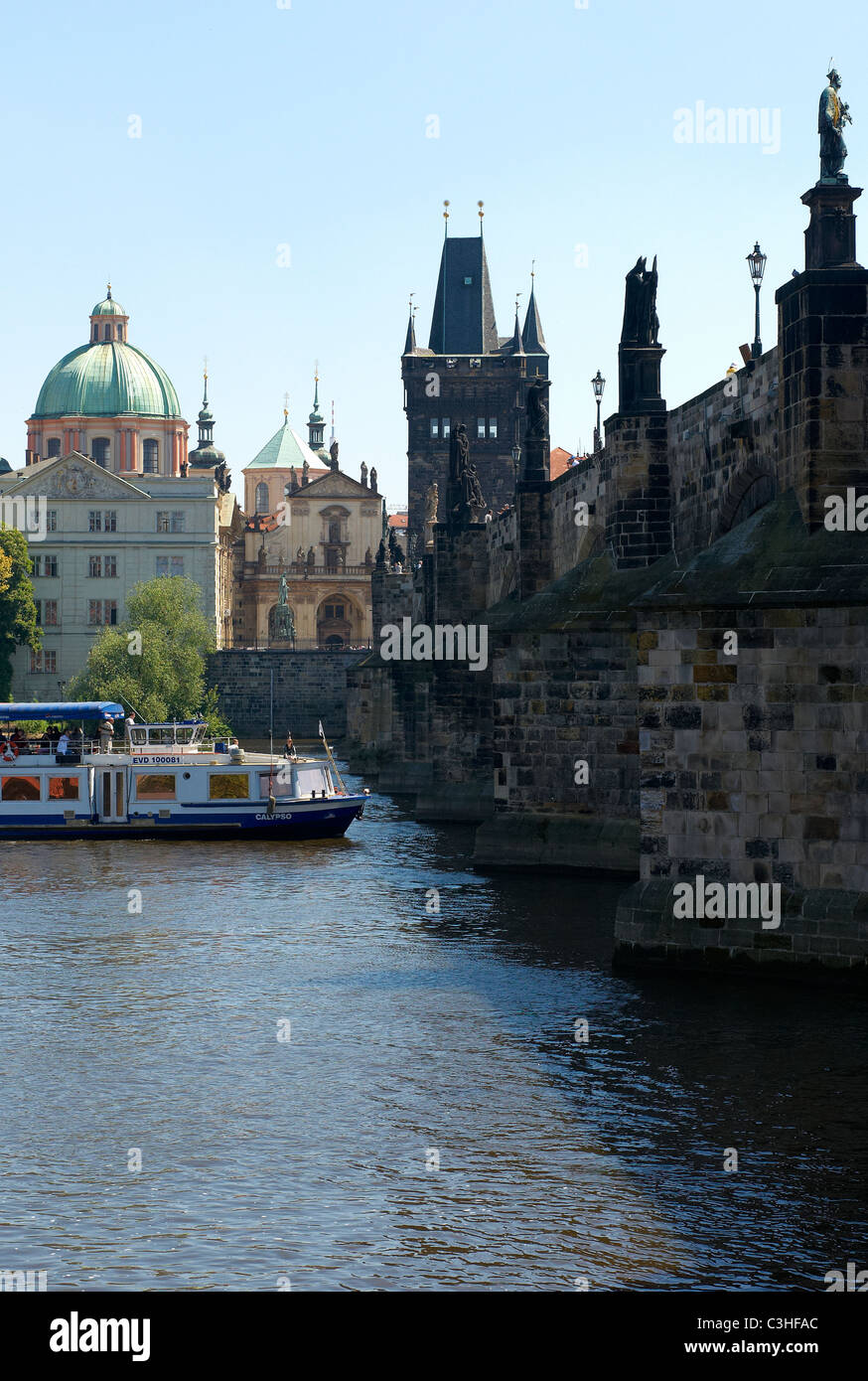 Prague, Charles Bridge, Vltava river, Czech Republic Stock Photo - Alamy