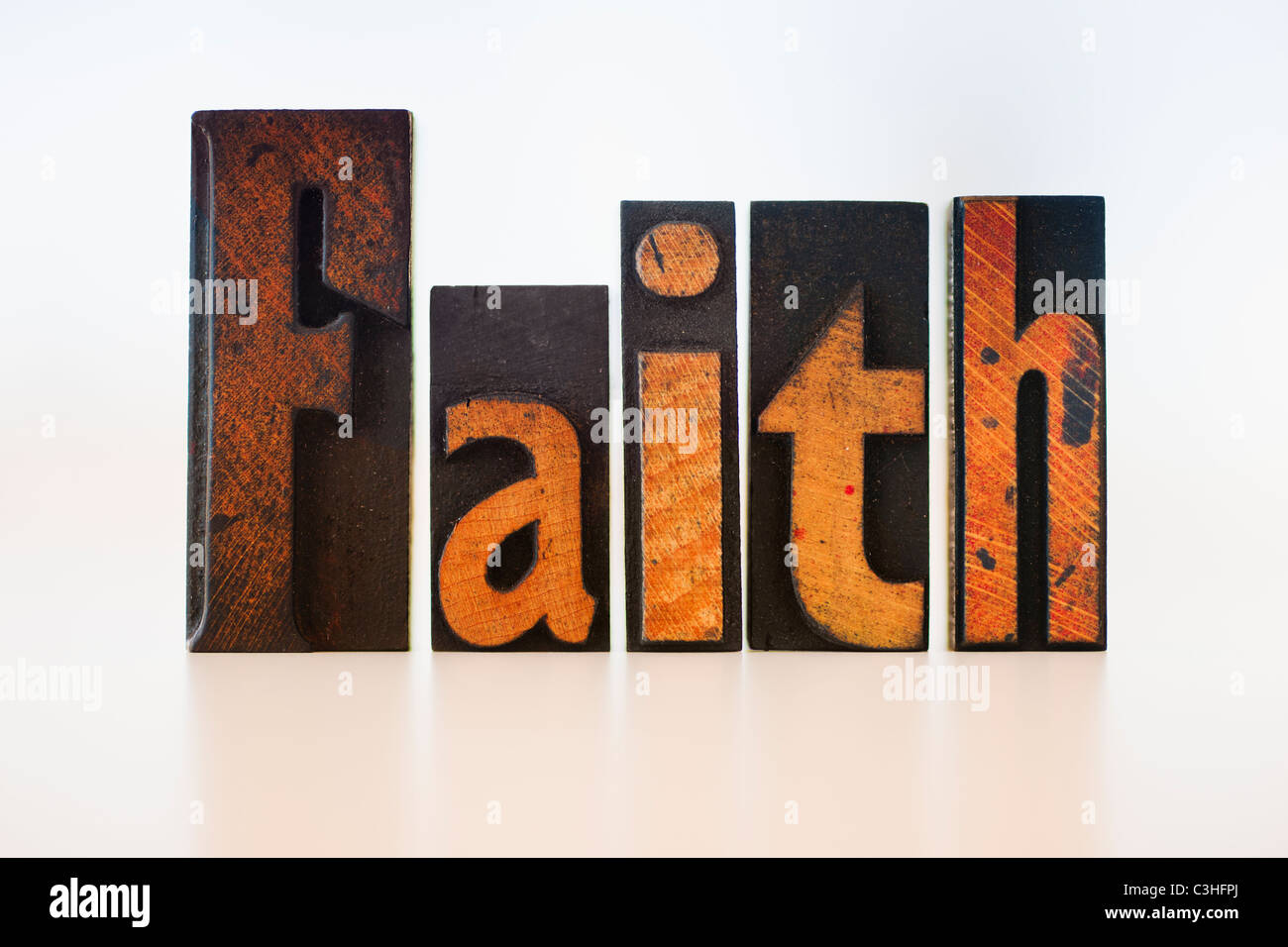 Letterpress showing word "faith Stock Photo - Alamy